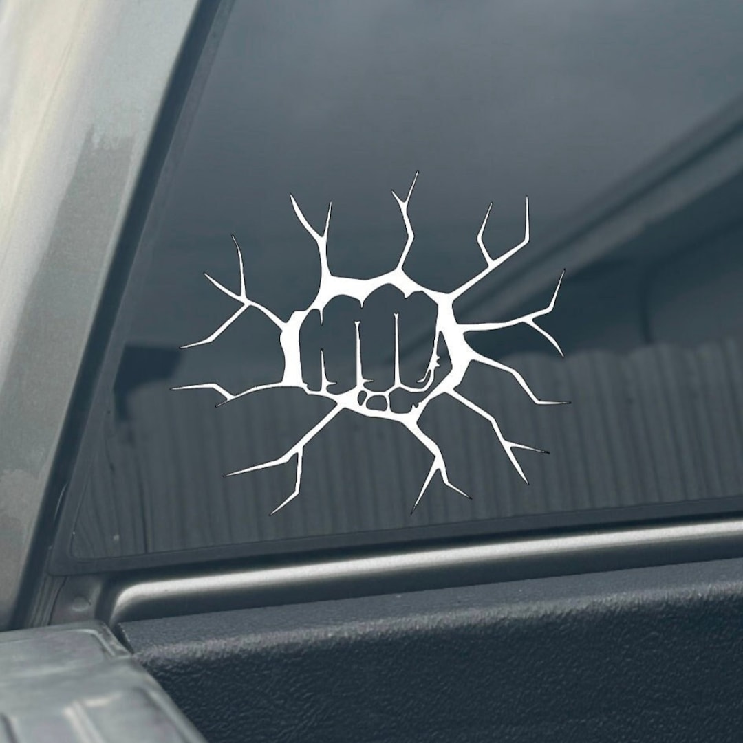Punching Fist Broken Window Car Decal - Waterproof Vinyl Sticker - Etsy