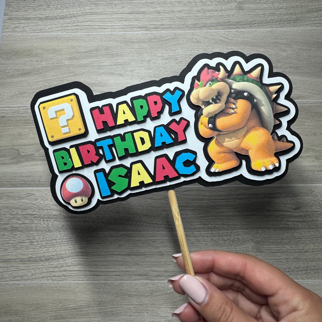 Bowser Theme Cake Topper, Custom Birthday Cake Topper, Mario Bros ...