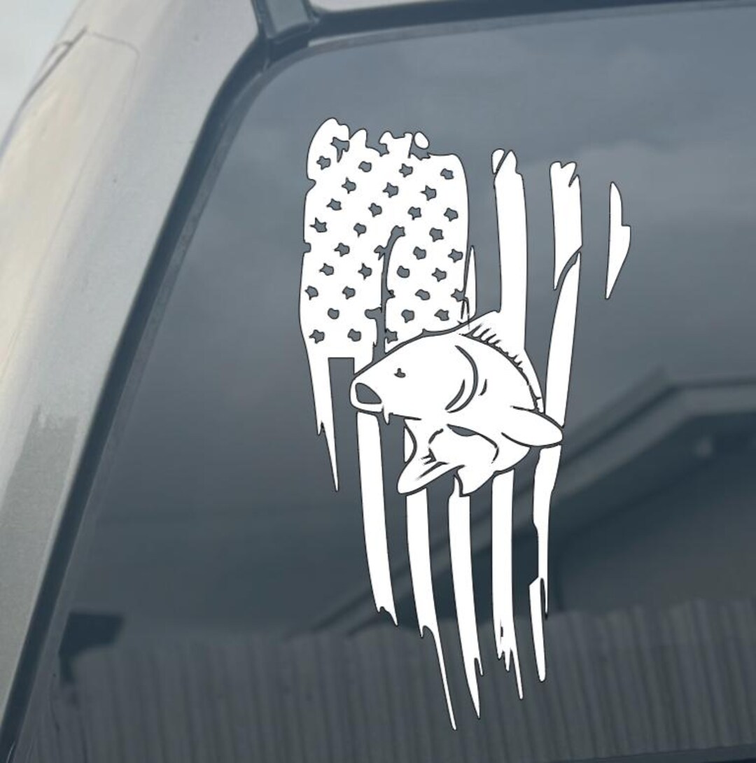 Fishing Car Decal, American Flag Decal, Jeep Decal, Truck Decal, Bumper ...