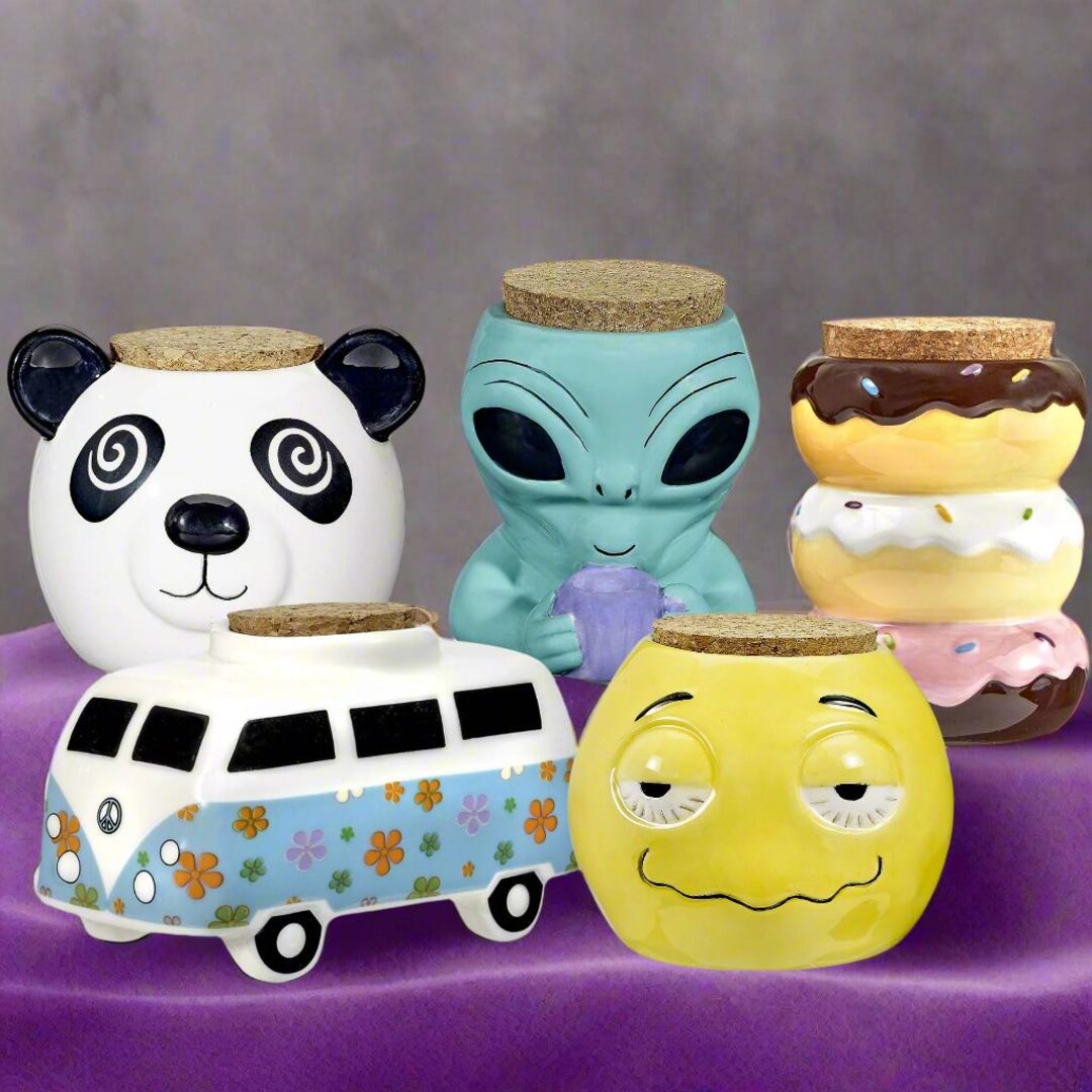 Adorable Collectible Ceramic Novelty Stash Jars, Cute Stash Jar ...