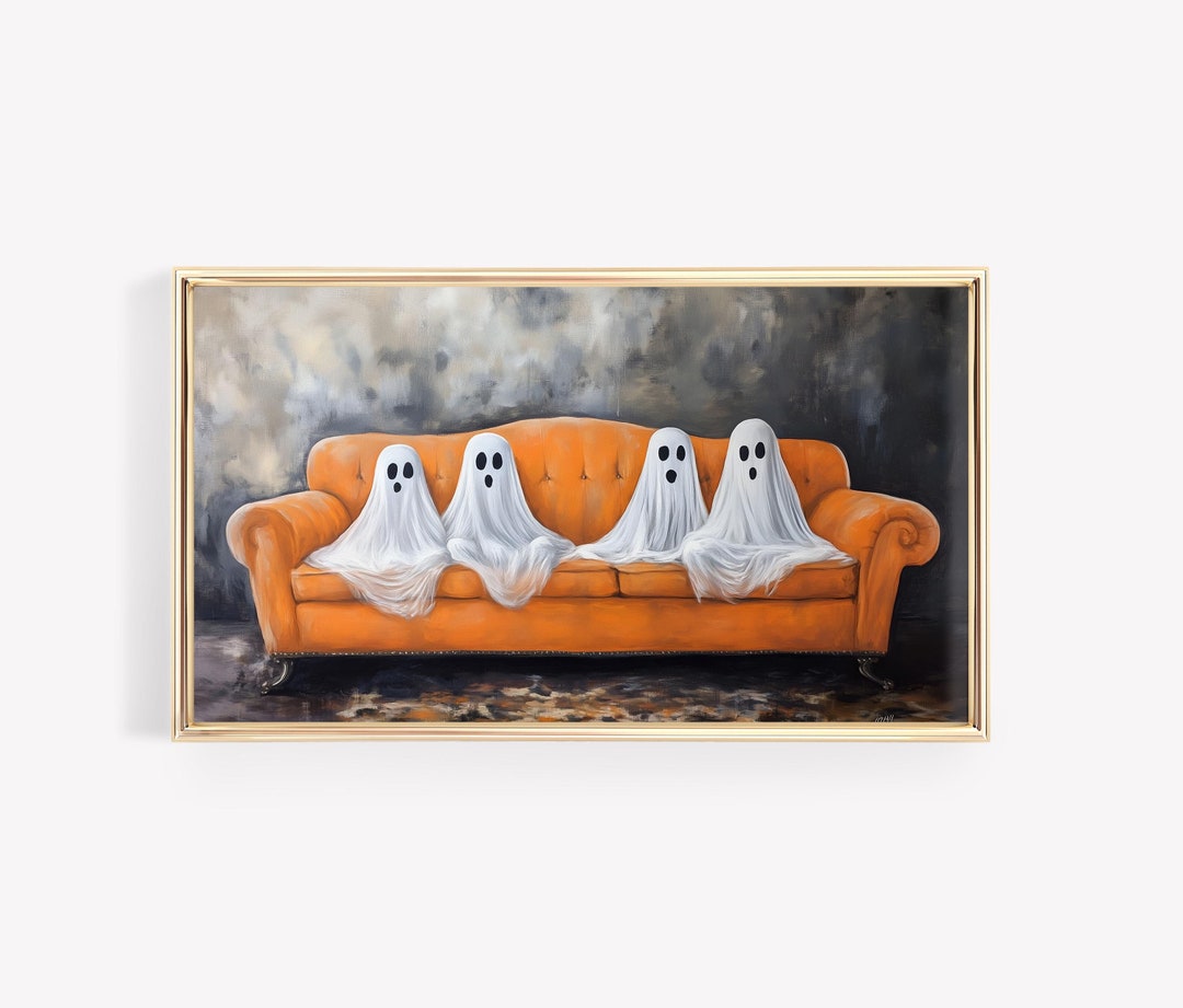 Funny Ghosts on Couch, Vintage Halloween Art for Samsung Frame TV ...