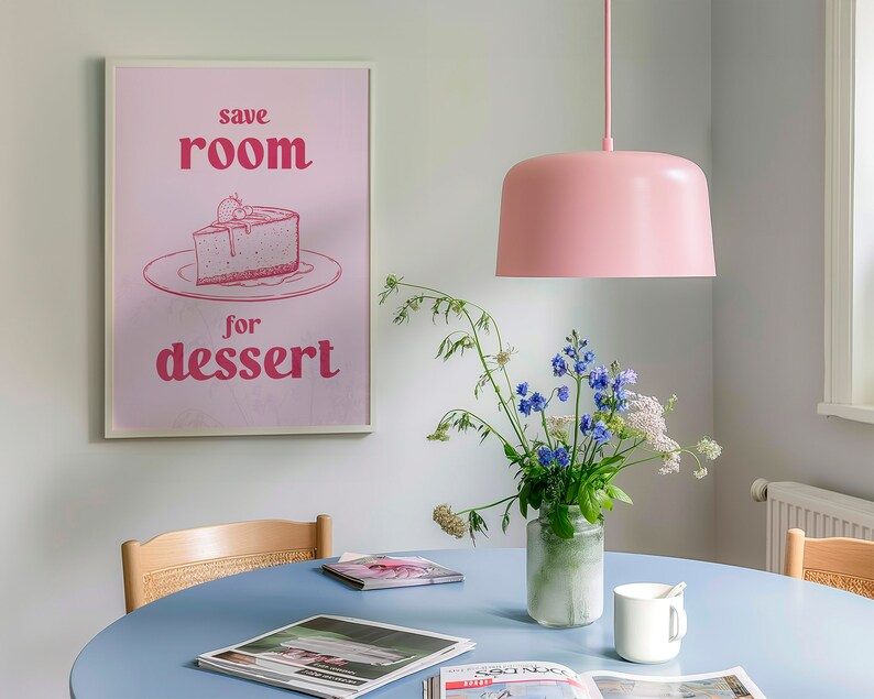 Pink Dessert Poster & Kitchen Print Digital Download Food Print Kitchen ...