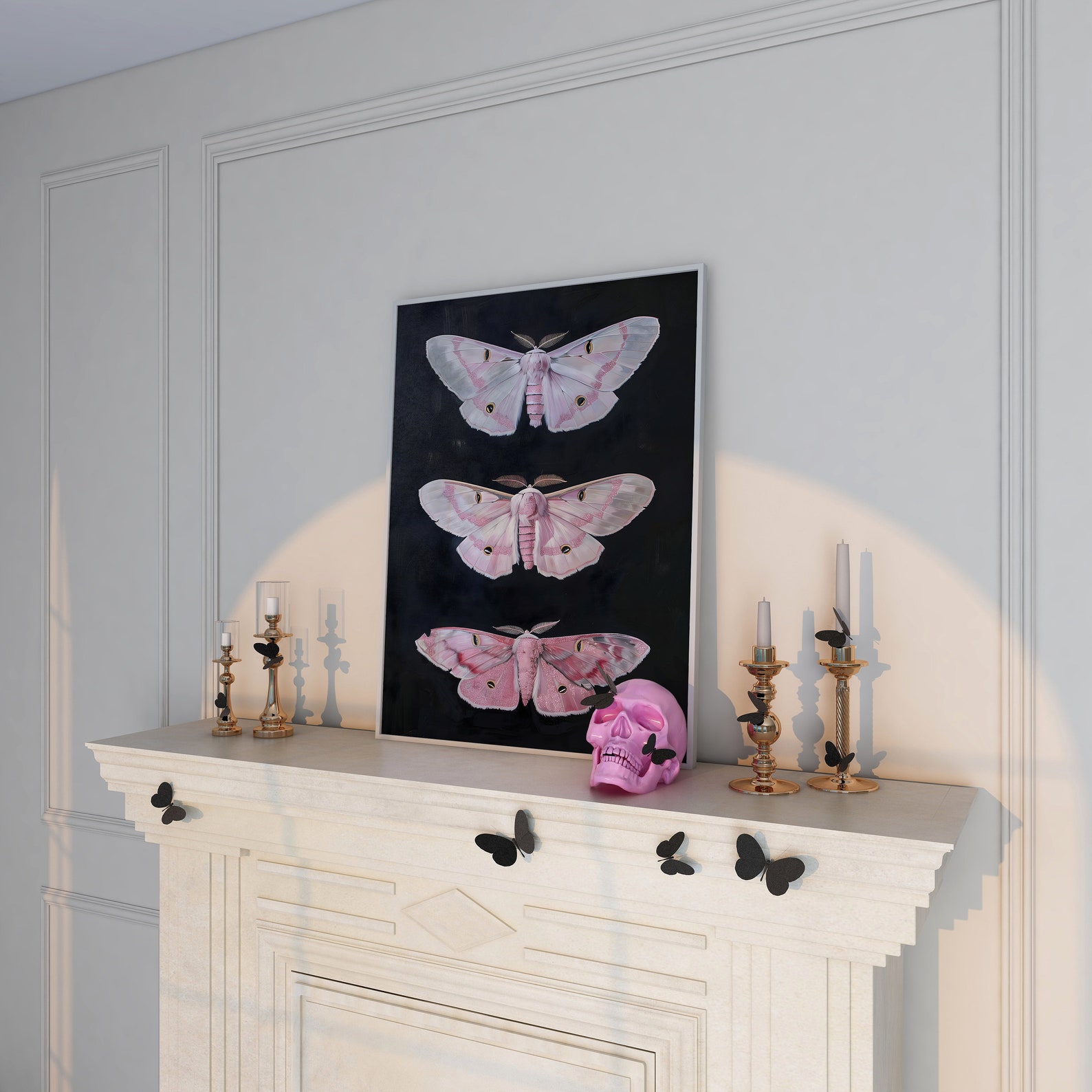 Pink Moth Halloween Decor, Spooky Pink Moths, Halloween Wall Art ...