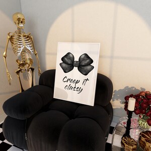 Black Bow Halloween Print, Creep It Classy, Girly Halloween Party, Cute ...
