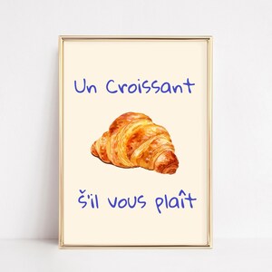 Croissant Poster Print, DIGITAL Download, Art French Bakery Wall Decor ...