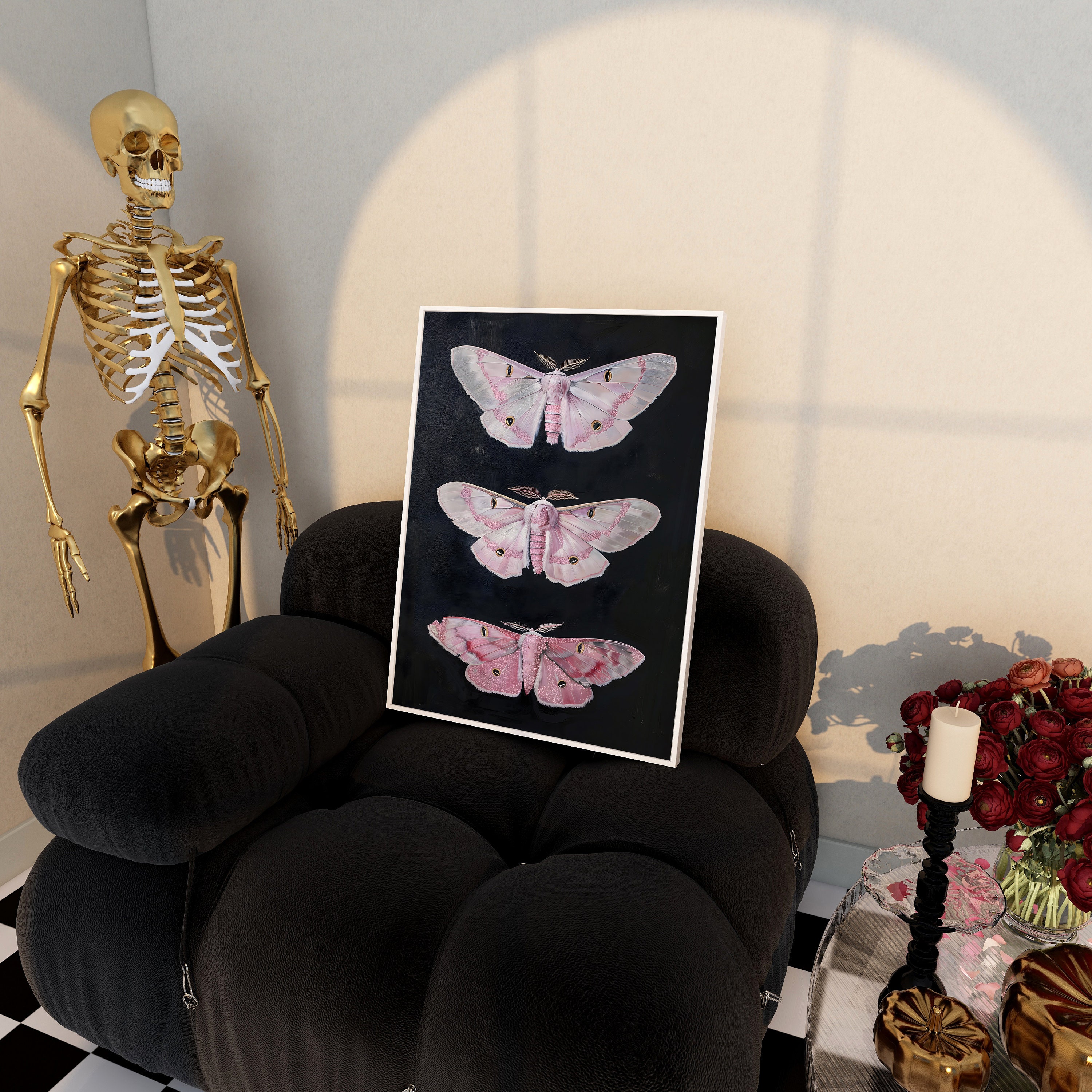Pink Moth Halloween Decor, Spooky Pink Moths, Halloween Wall Art ...