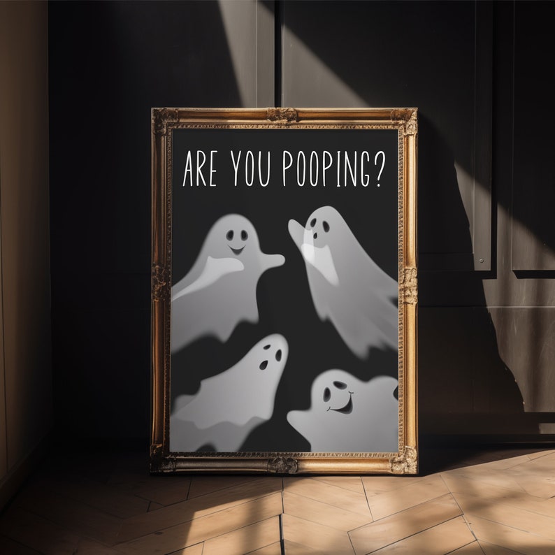 Toilet Halloween Print, Spooky Poop Art, Funny Ghosts Bathroom Decor ...