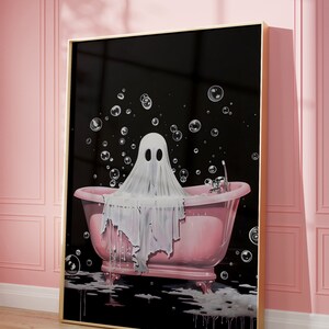 Halloween Wall Art - Cute Ghost Bathroom Print, Spooky Ghoulish Decor ...