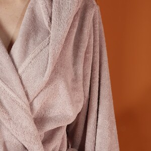 Hooded Pink Cotton Terry Robe: Plush Spa Bathrobe With Pockets - Etsy