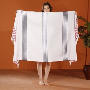 Soft & Sustainable White Cotton Beach Towel - Hand-woven, Quick Dry ...