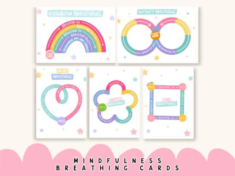 Mindful Scripted Breathing Cards for Kids Teens, Anxiety Coping Calming ...