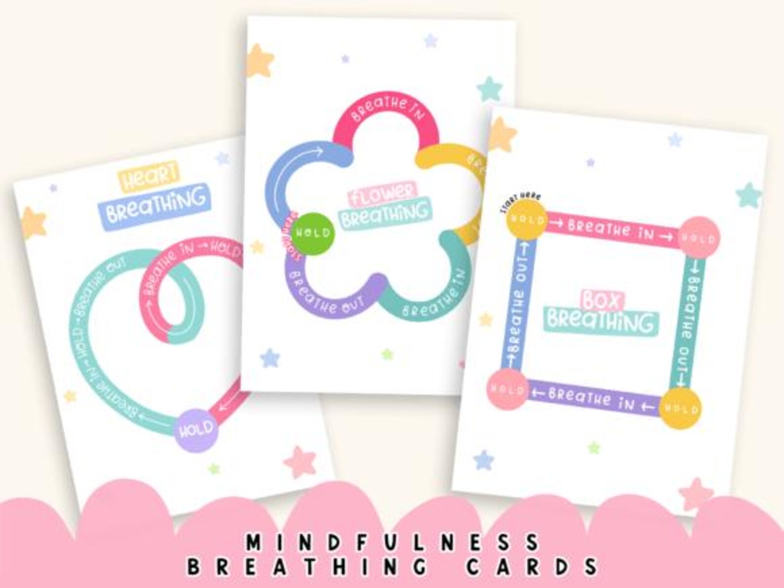 Mindful Scripted Breathing Cards for Kids Teens, Anxiety Coping Calming ...