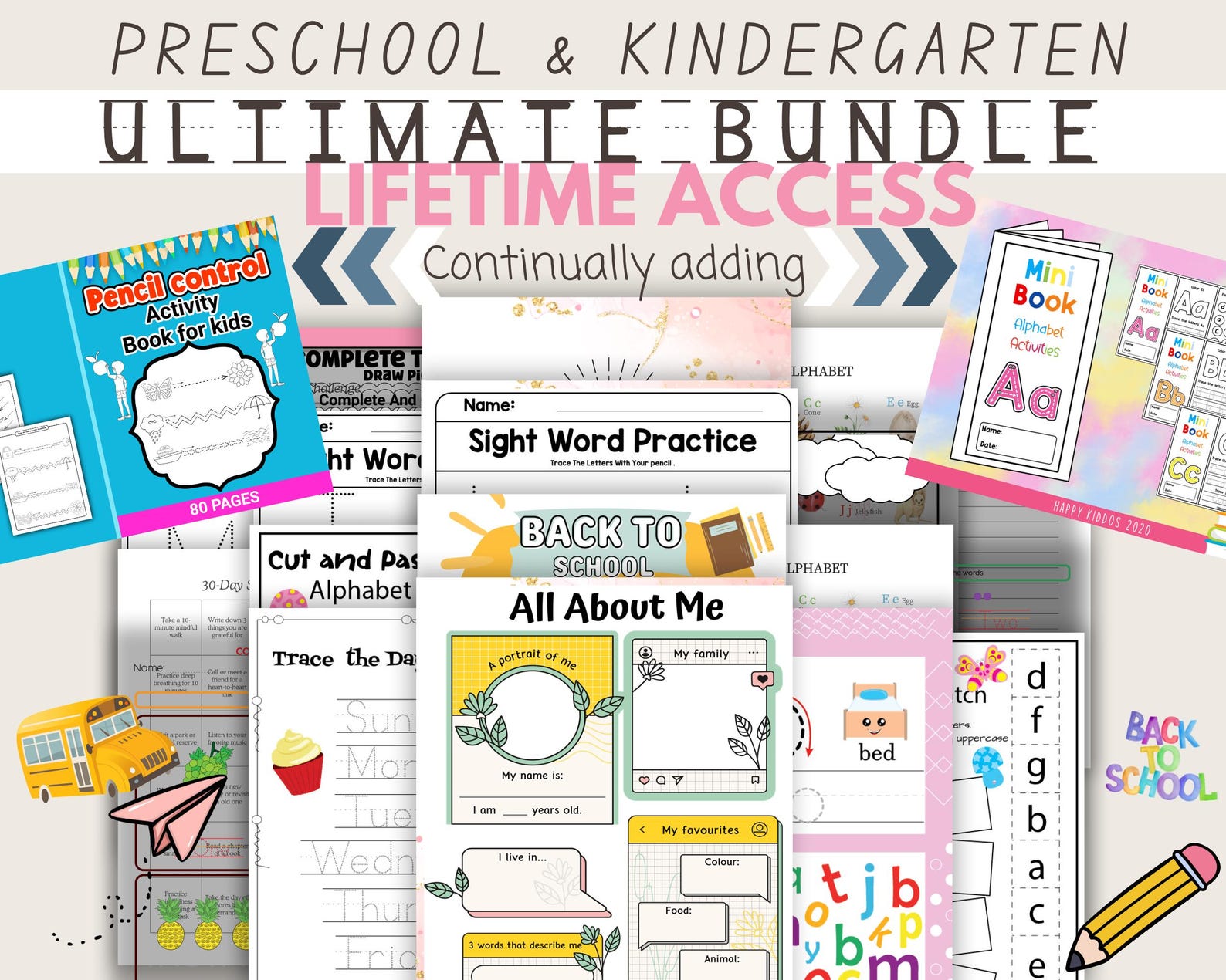 Preschool Pre-k Kindergarten Learning Bundle 600 Pages Printable ...
