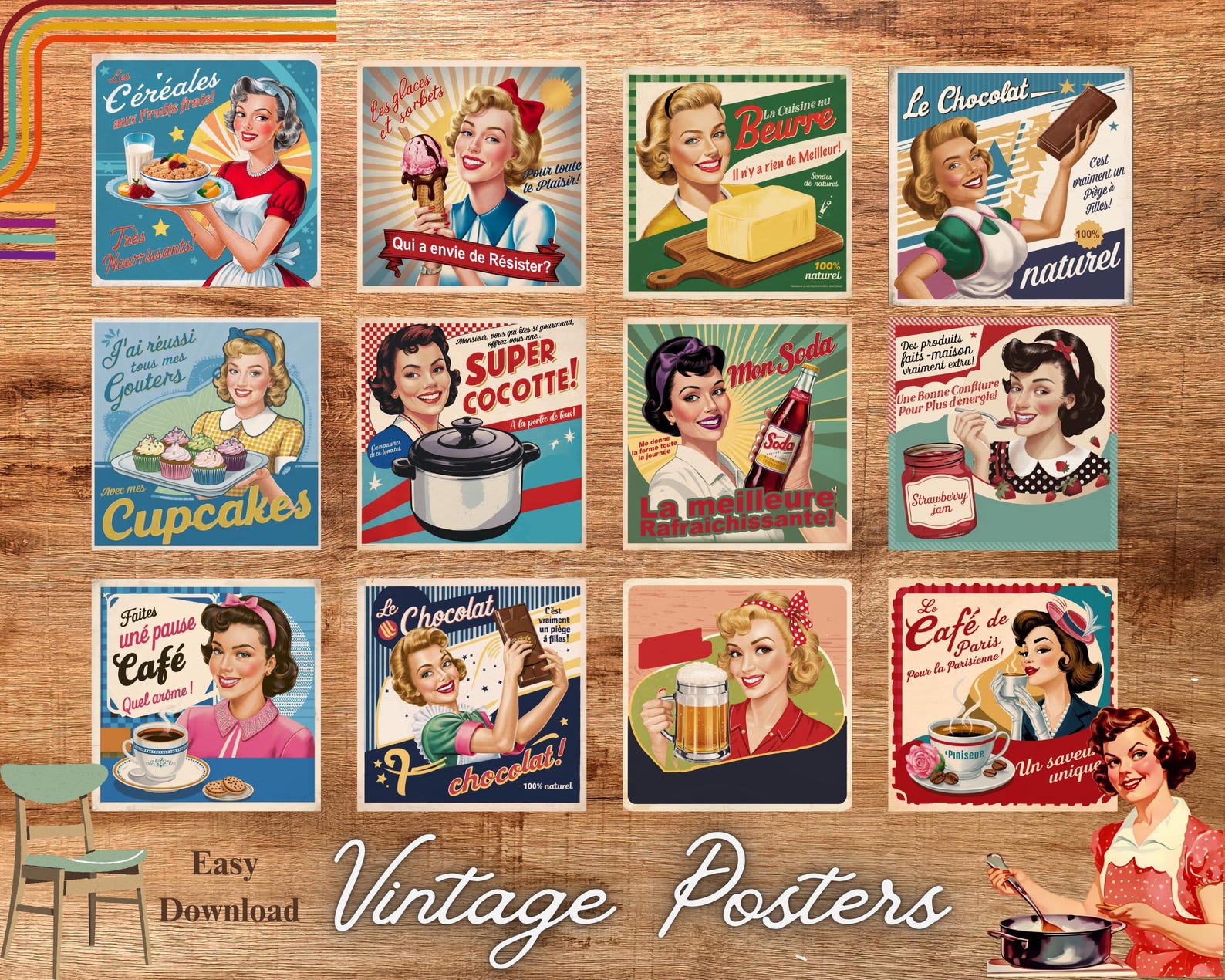 Vintage American Ads Printable Retro Ephemera Posters Illustrations ...