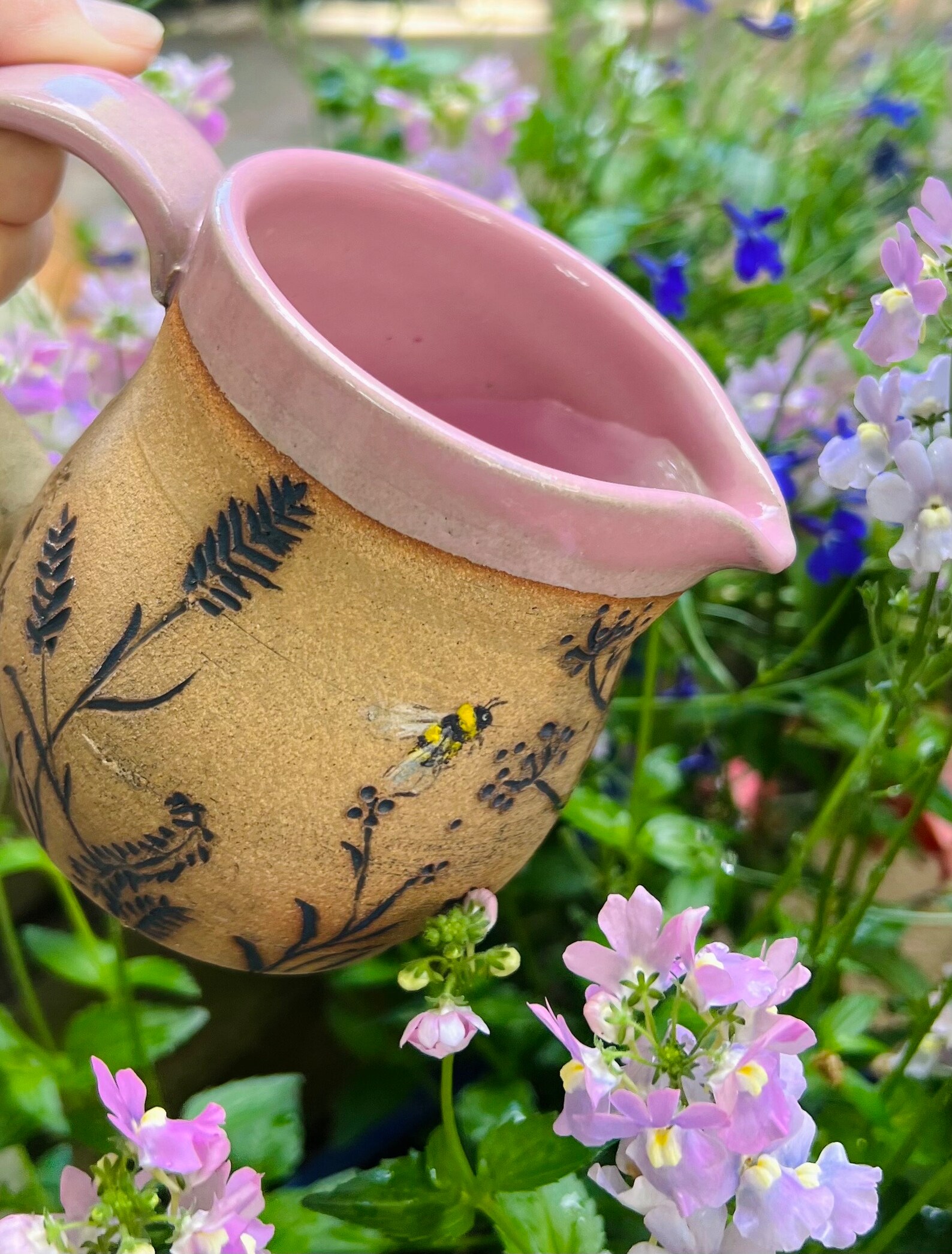 Unique Handmade Bee Jug, Stoneware Jug, Hand Painted Jug, Small Jug ...