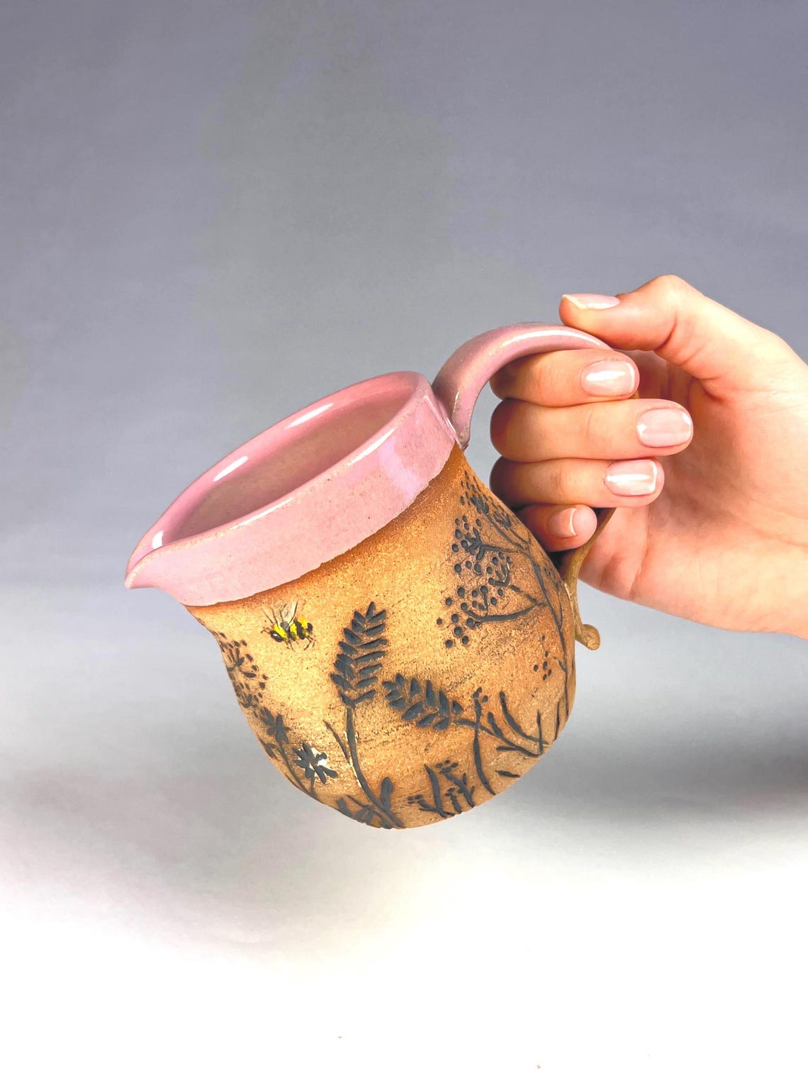 Unique Handmade Bee Jug, Stoneware Jug, Hand Painted Jug, Small Jug ...