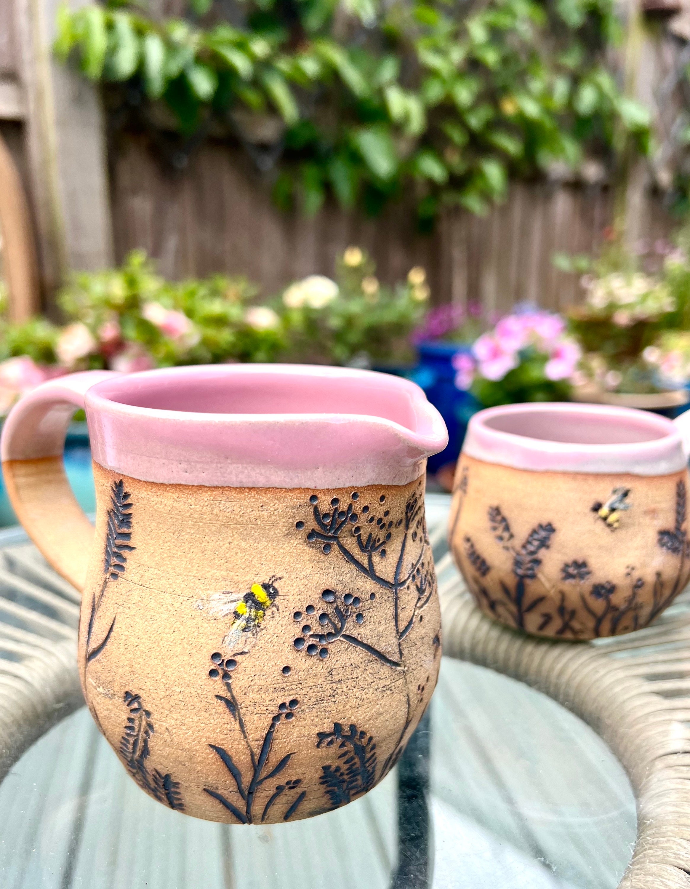 Unique Handmade Bee Jug, Stoneware Jug, Hand Painted Jug, Small Jug ...