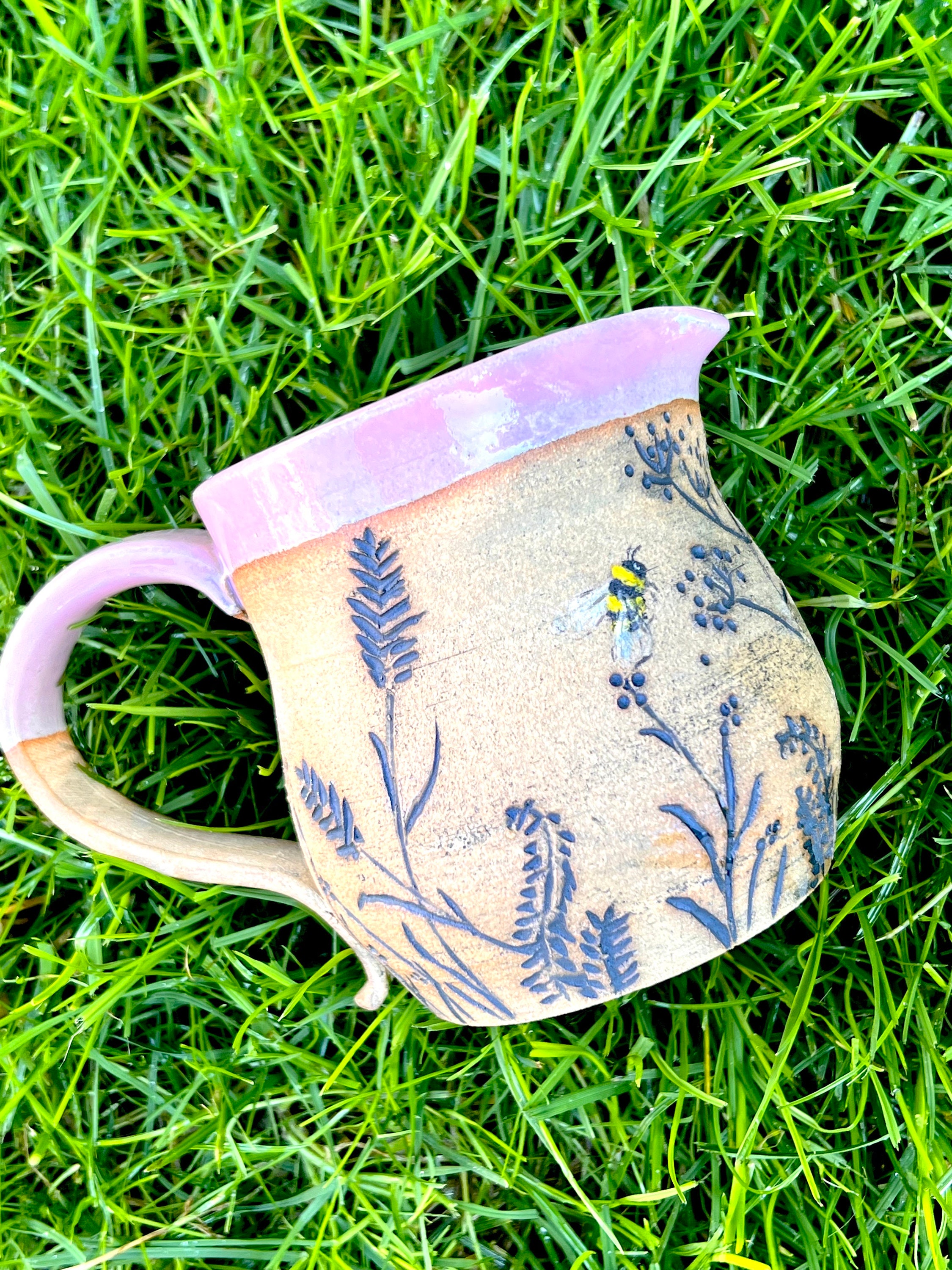 Unique Handmade Bee Jug, Stoneware Jug, Hand Painted Jug, Small Jug ...