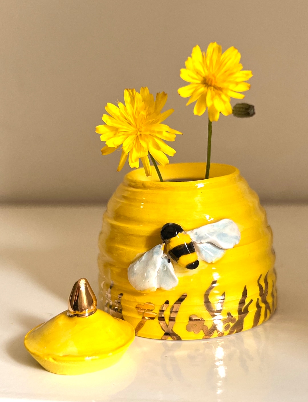 Miniature Pot, Tiny Lidded Pot, Bee Pot, Tiny Bee Pot - Etsy
