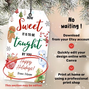 Christmas Teacher Gift Tags Holiday Teacher Appreciation Tag How Sweet ...