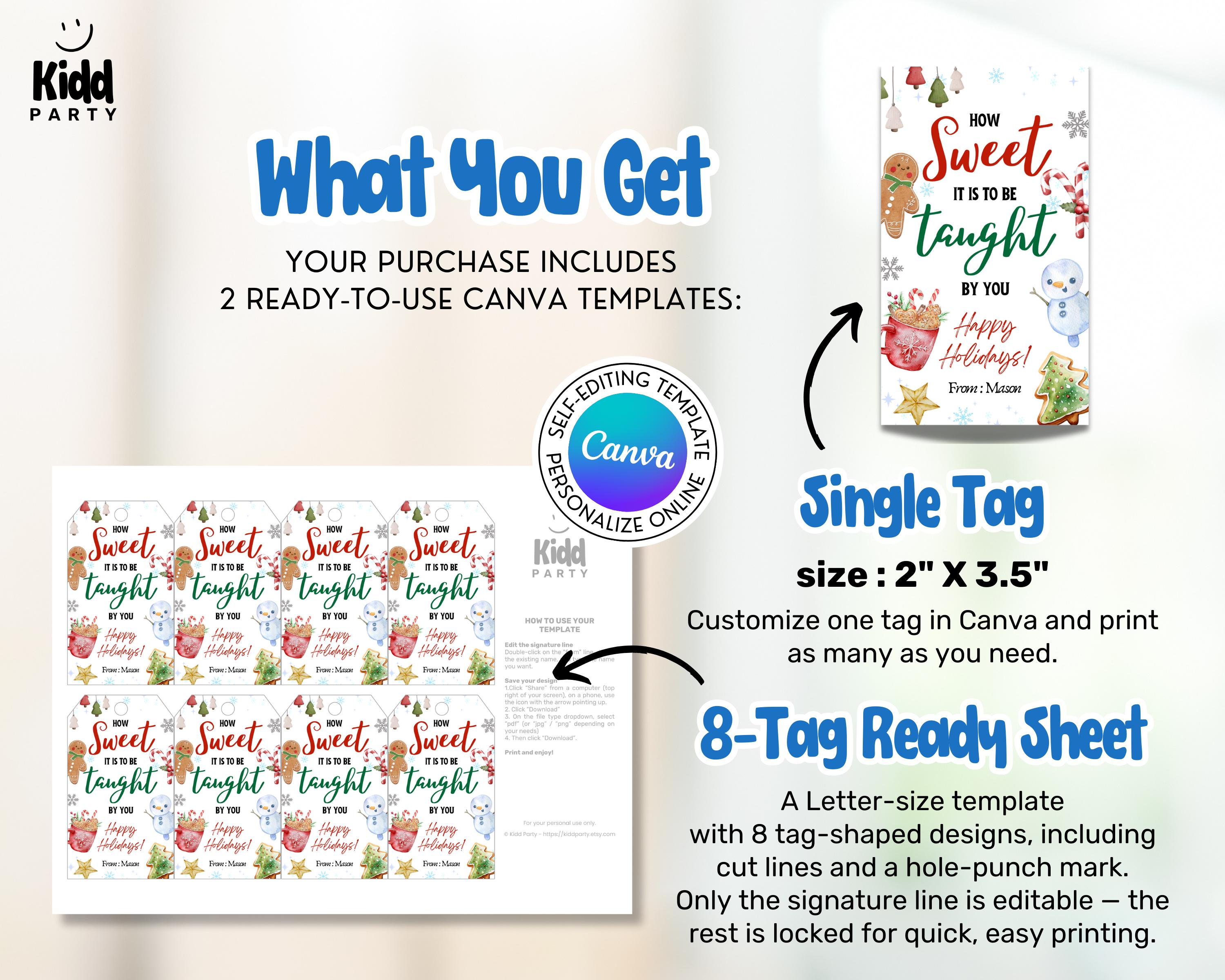 Christmas Teacher Gift Tags Holiday Teacher Appreciation Tag How Sweet ...