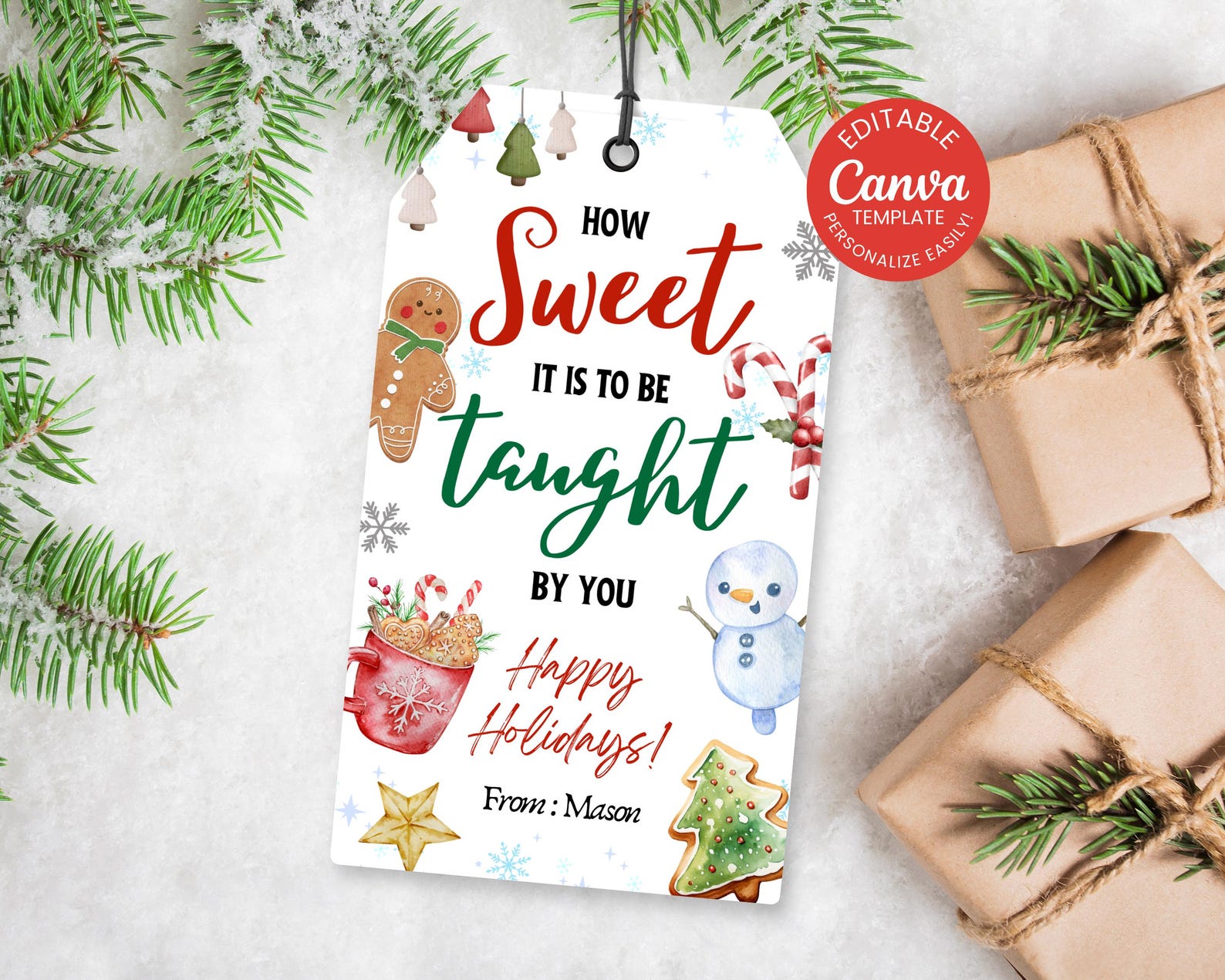 Christmas Teacher Gift Tags Holiday Teacher Appreciation Tag How Sweet ...