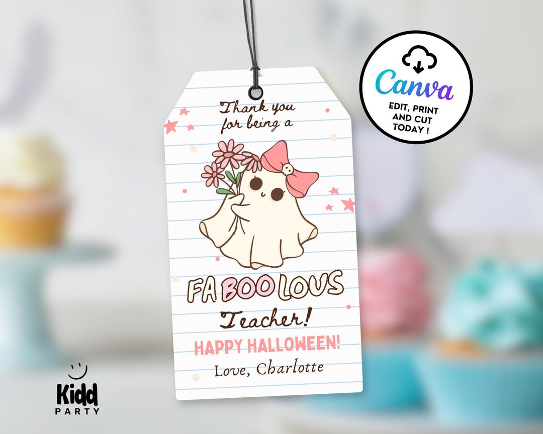 Faboolous Teacher Halloween Gift Tag, Printable Ghost Teacher ...