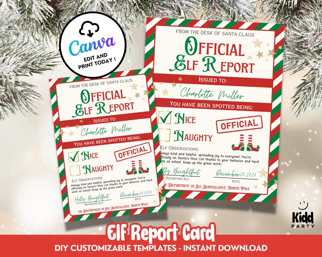 Editable Elf Report Card, North Pole Elf Report Card Official Elf ...