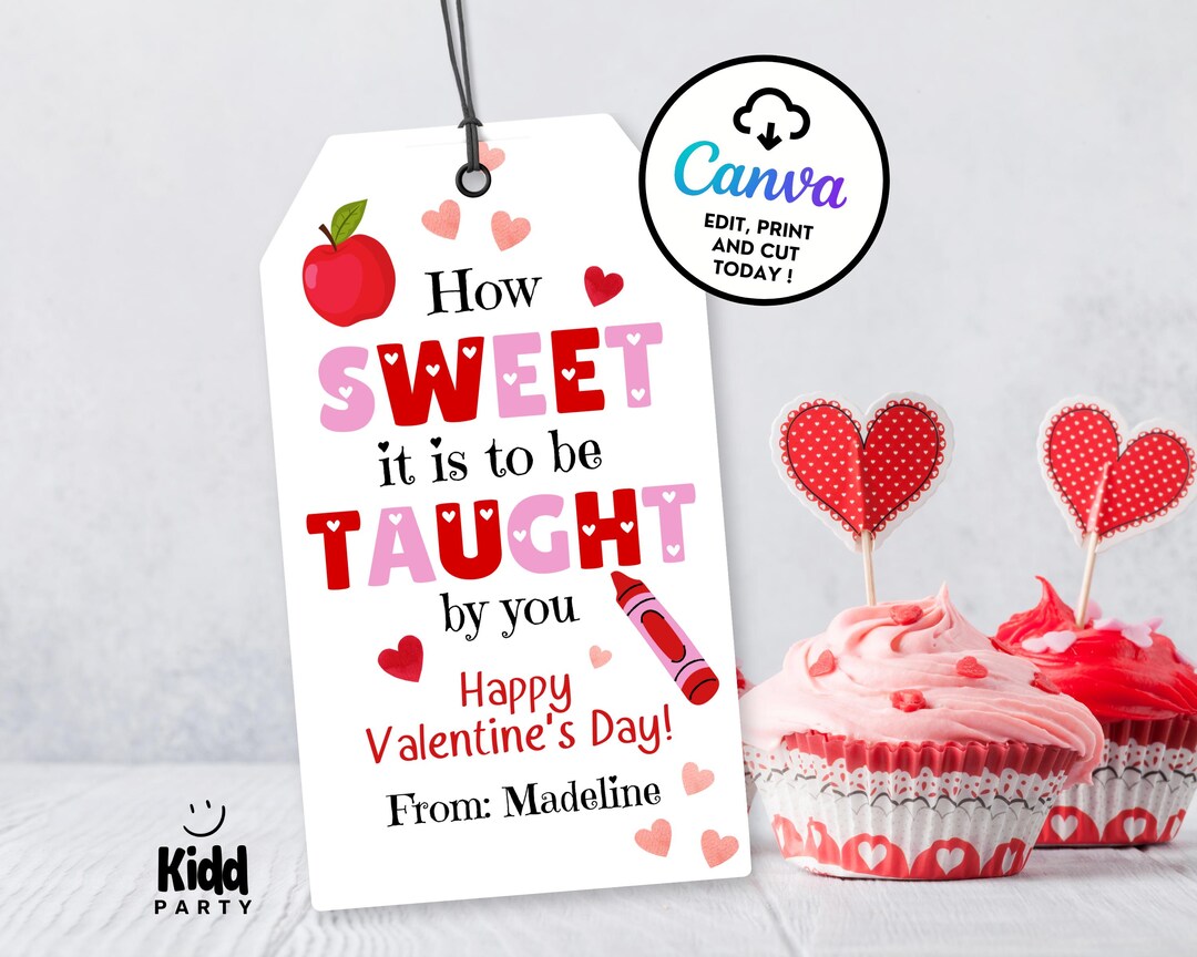 Editable Teacher Valentine Gift Tags, Valentines Day Teacher ...