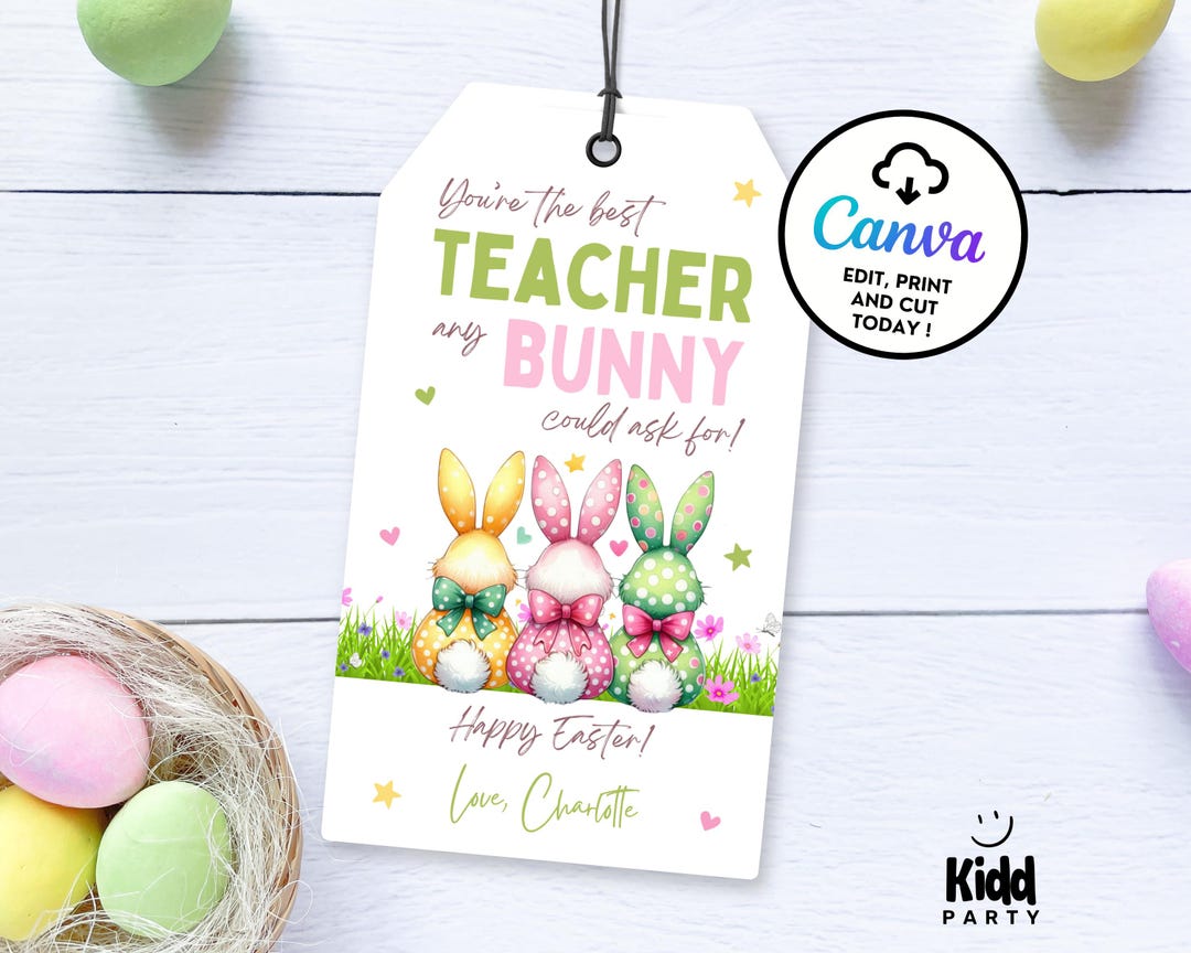 Editable Easter Teacher Gift Tags, You're the Best Teacher Any Bunny ...