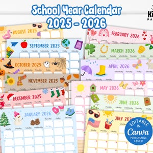 2025 2026 School Year Calendar, Printable Monthly School Calendar ...