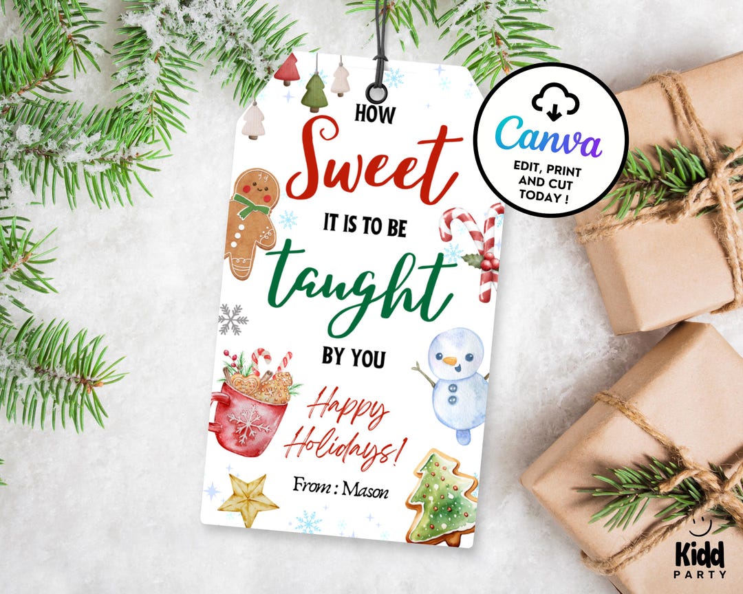 Christmas Teacher Gift Tags Holiday Teacher Appreciation Tag How Sweet ...