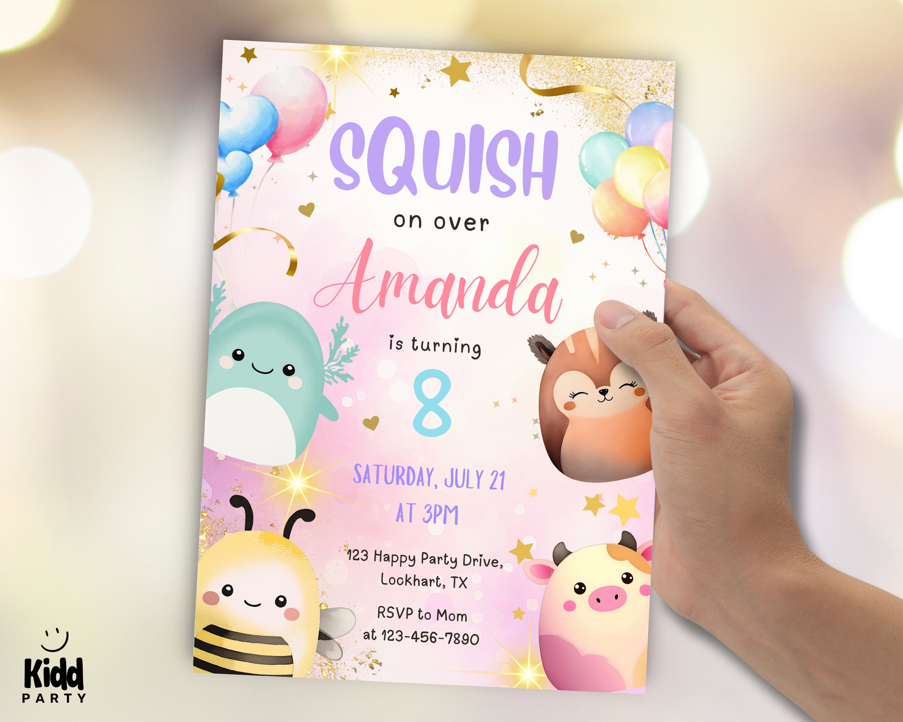 Squishmallow Birthday Invitation, Squishmallow Invitation, Squish ...