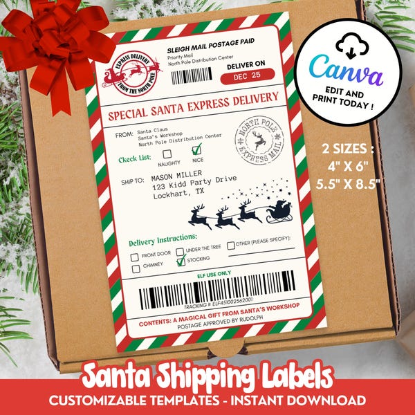 Santa Labels - Etsy