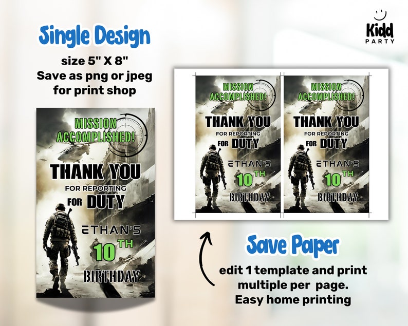 Call of Duty Gift Bag Label Military Goodie Bag Airsoft Party Favor Tag ...