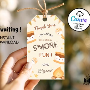 Editable S'mores Birthday Favor Tag, S'mores Gift Tag, Backyard Camping ...