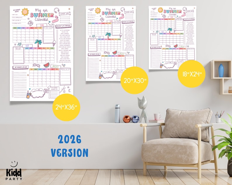 Editable Summer Calendar Poster, Printable 2026 Summer Bucket List ...