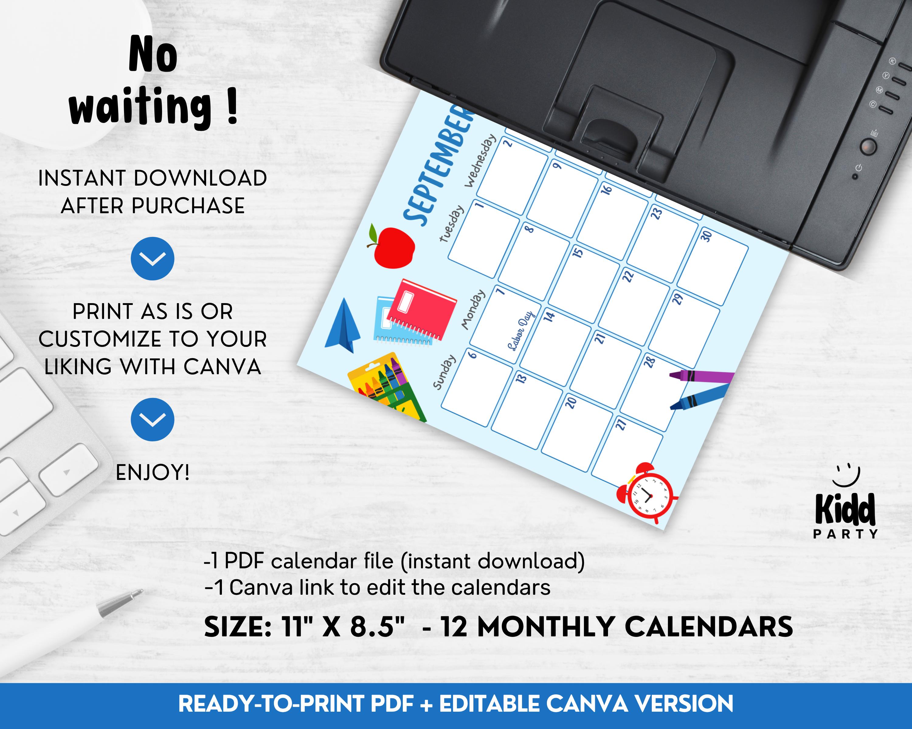 2026 2027 School Year Calendar, Printable Monthly School Planner ...