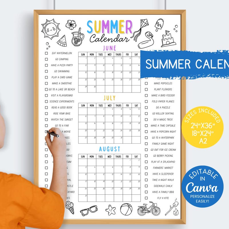 Summer Calendar - Etsy