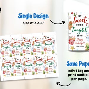 Christmas Teacher Gift Tags Holiday Teacher Appreciation Tag How Sweet ...