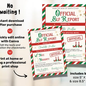 Editable Elf Report Card, North Pole Elf Report Card Official Elf ...