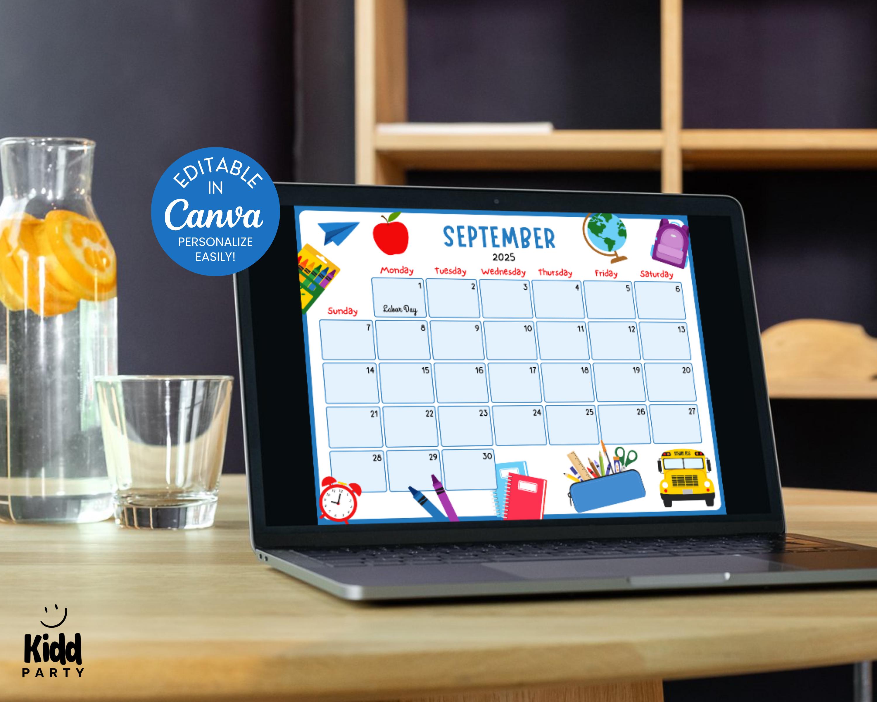 School Year Calendar, Printable Monthly School Calendar, Academic ...