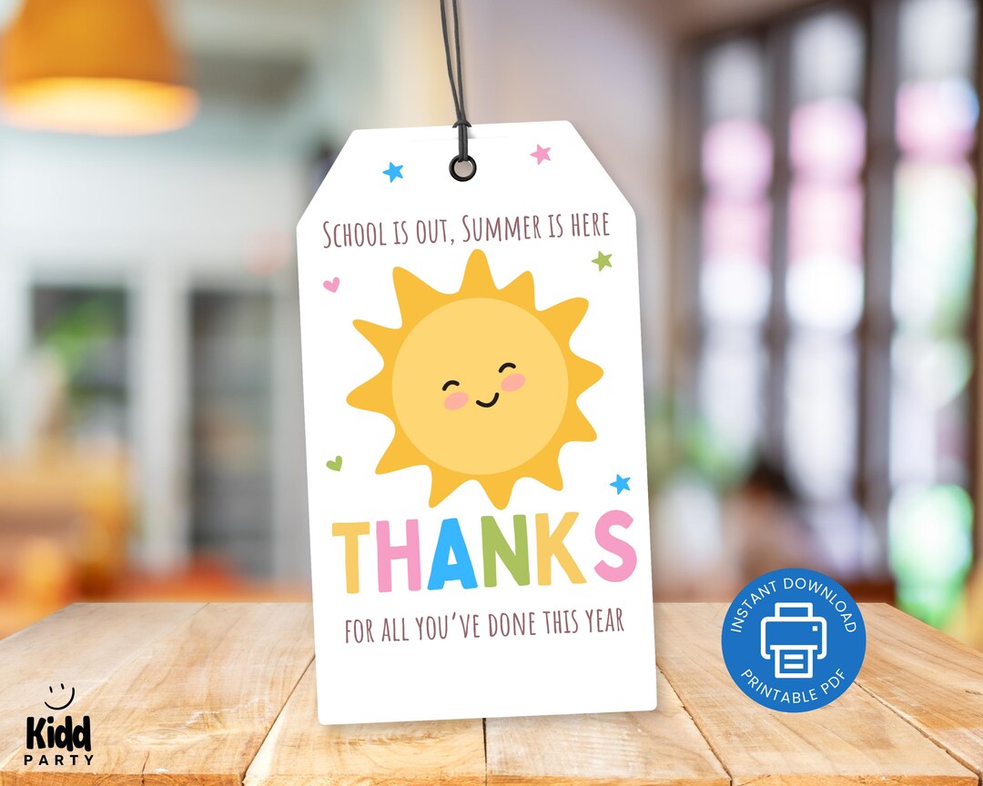 Summer Teacher Appreciation Gift Tag Ready-to-print Sunshine Thank You ...