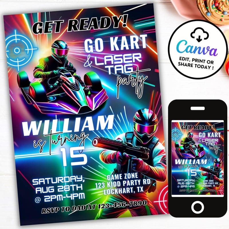 Go Cart Kids Party Invite - Etsy