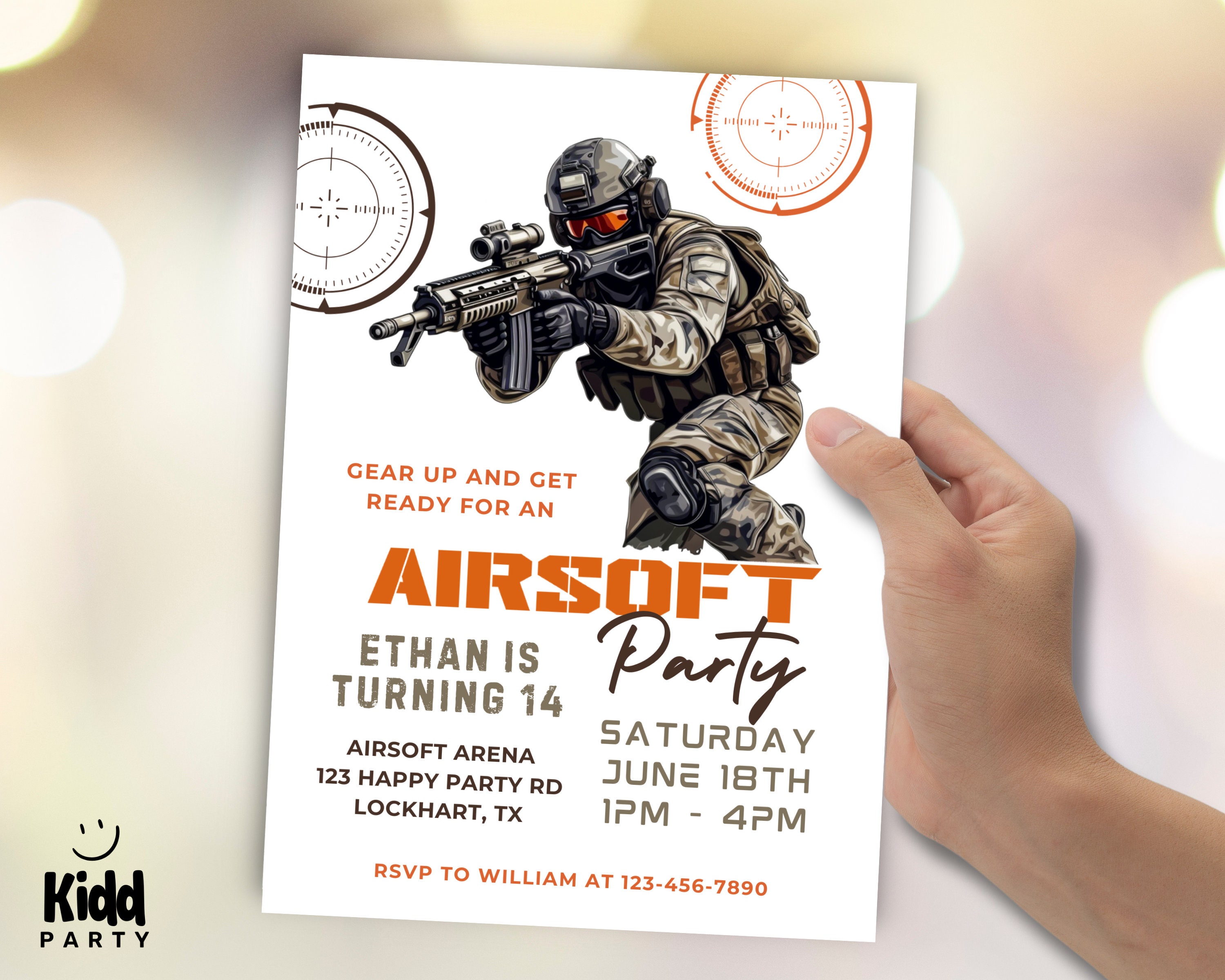 Editable Airsoft Party Invitation, Camo Military Flyer, Airsoft Game ...