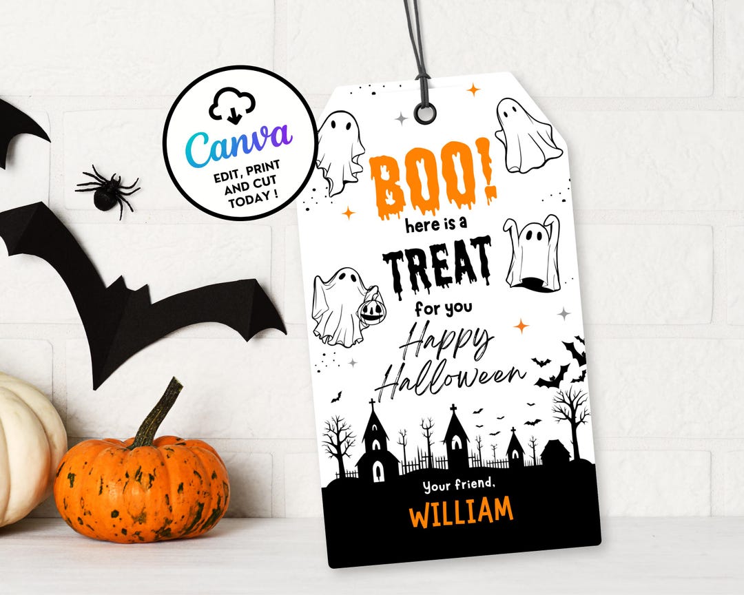 Editable Halloween Favor Tags, Boo Gift Tag, Costume Party Trick or ...