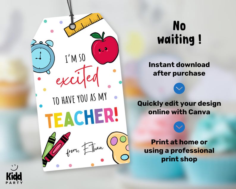 First Day of School Teacher Gift Tag From Student, Printable Back to ...