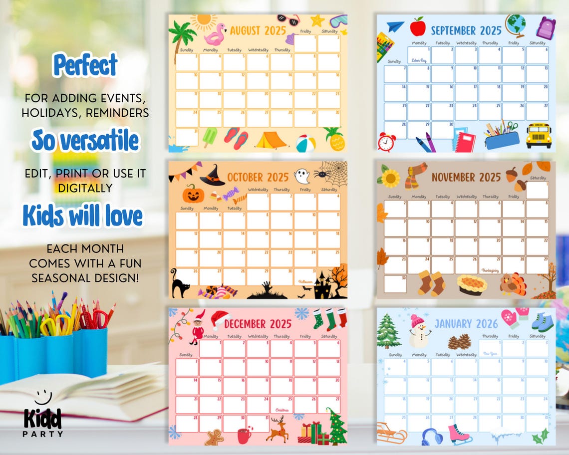 2025 2026 School Year Calendar, Printable Monthly School Calendar ...