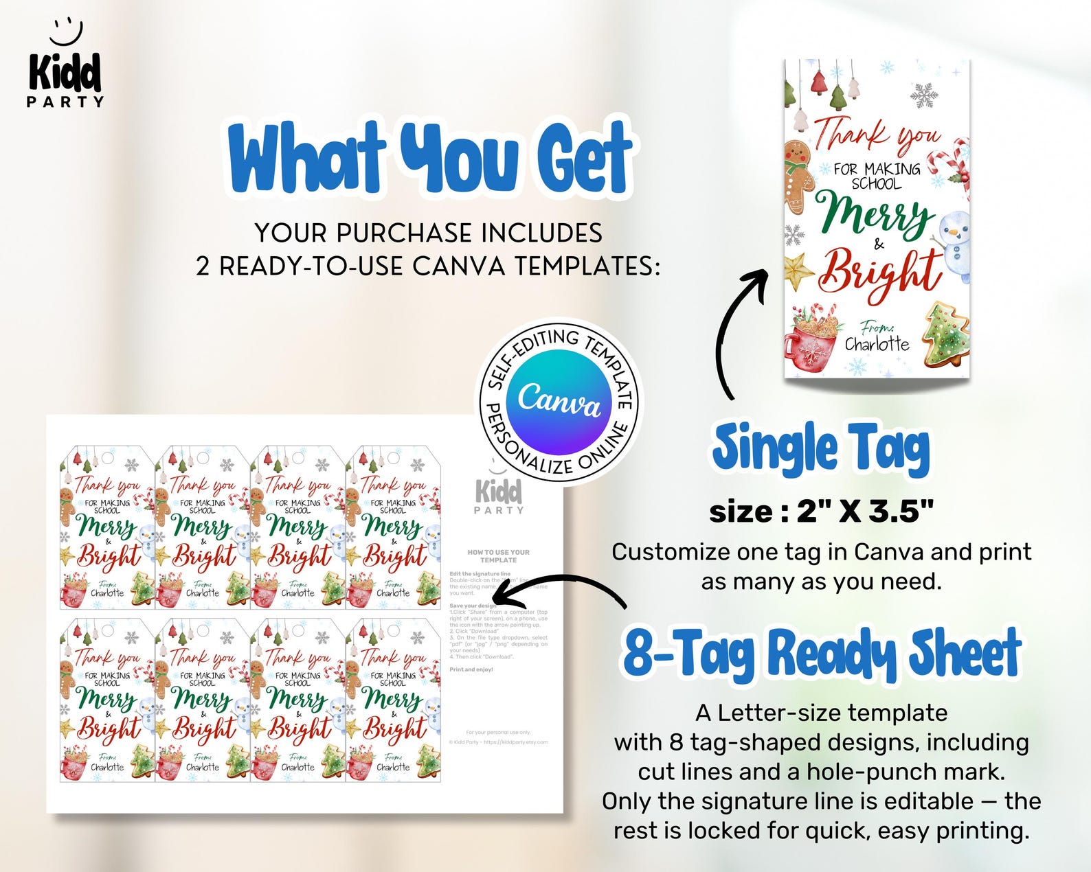 Editable Thank You for Making School Merry and Bright Gift Tag, Teacher ...