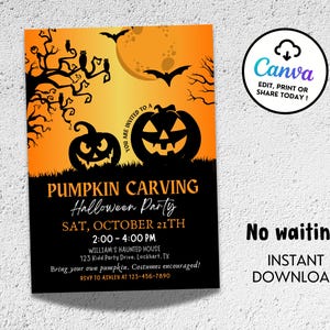Editable Pumpkin Carving Party Invite, Halloween Pumpkin Carving Party ...